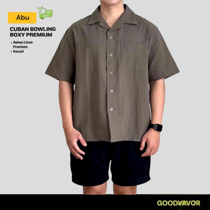 Jual GOODVAVOR Cuban Bowling Boxy Oversized Linen Shirt | Kemeja Linen ...