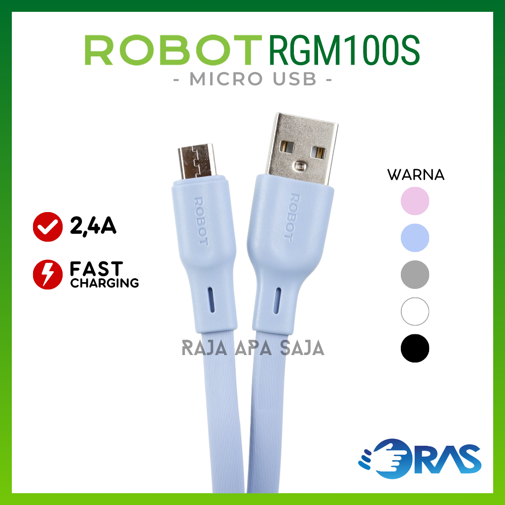 Jual KABEL DATA ROBOT RGM100 Micro USB Fast Charging Android Kabel ...