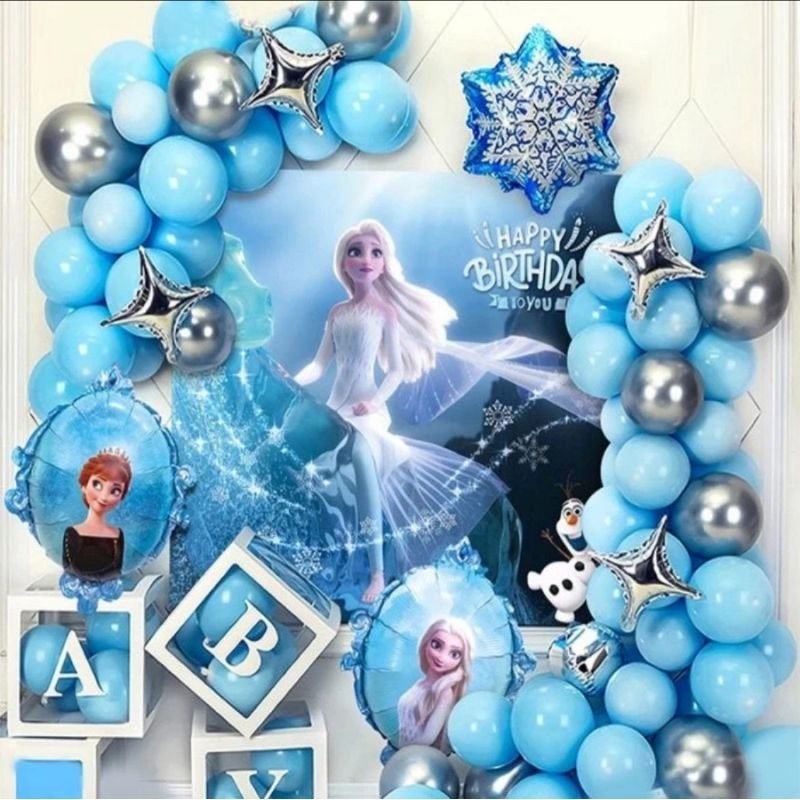 Jual Paket balon set tema frozen/ balon dekorasi ulang tahun frozen ...