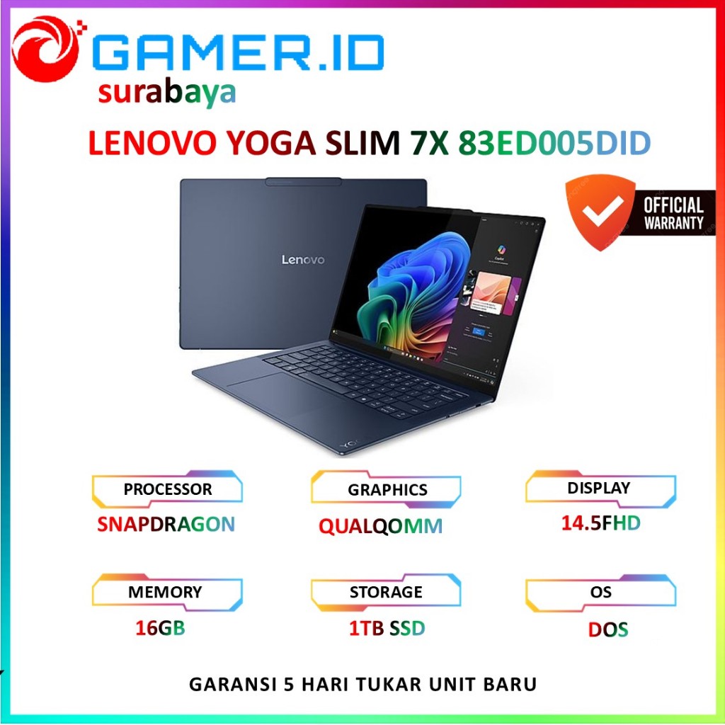 Jual LAPTOP LENOVO YOGA SLIM 7X 14 TOUCH OLED SNAPDRAGON X PLUS X1P ...