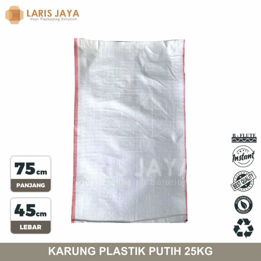 Jual KARUNG BERAS PUTIH SUSU POLOS 25 KG UKURAN 45X75 (ISI 100 LEMBAR ...