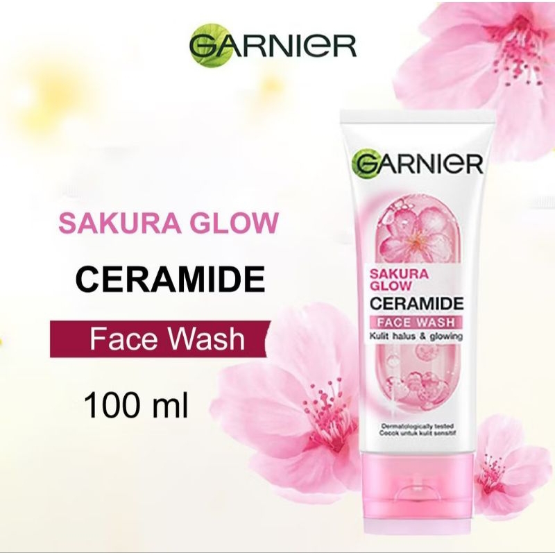 Jual Sabun Muka Garnier Sakura Glow Ceramide Face Wash 100 ml | Shopee ...