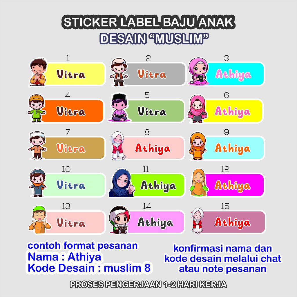 Jual Sticker Nama Baju Setrika Sticker Nama Untuk Baju Sticker Label ...