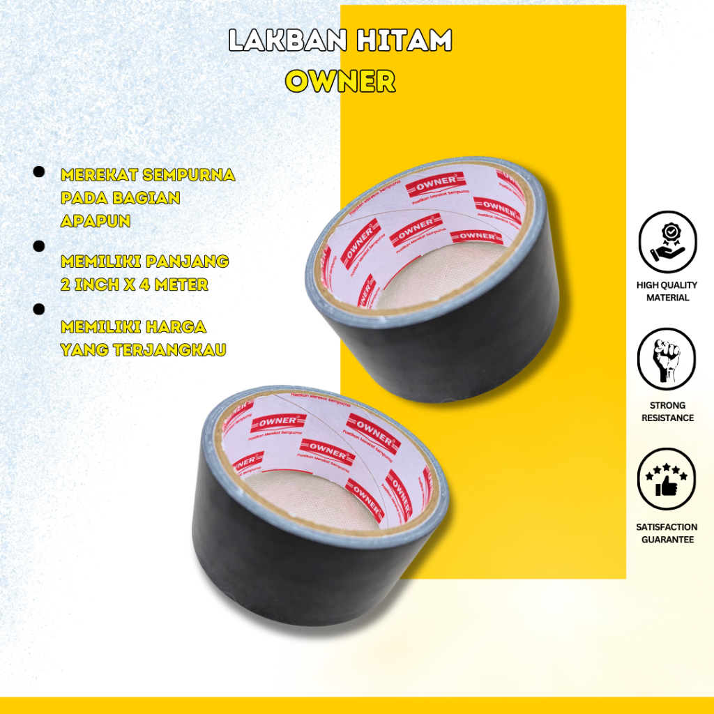 Jual Lakban Kain Hitam Owner 2 Inch 5 cm Isolasi Jilid Buku Perekat ...