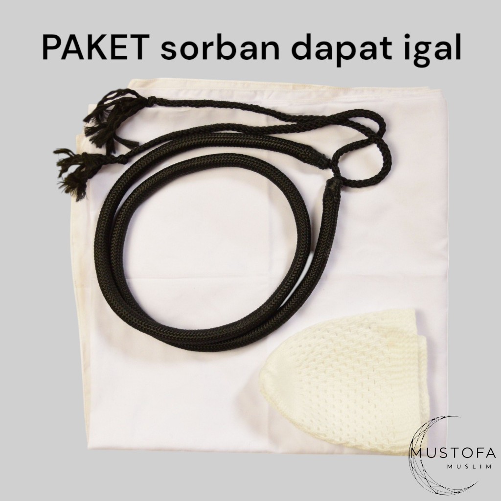 Jual Paket Igal Sorban Peci Arab Ikat Kepala Muslim dengan sorban rajut ...