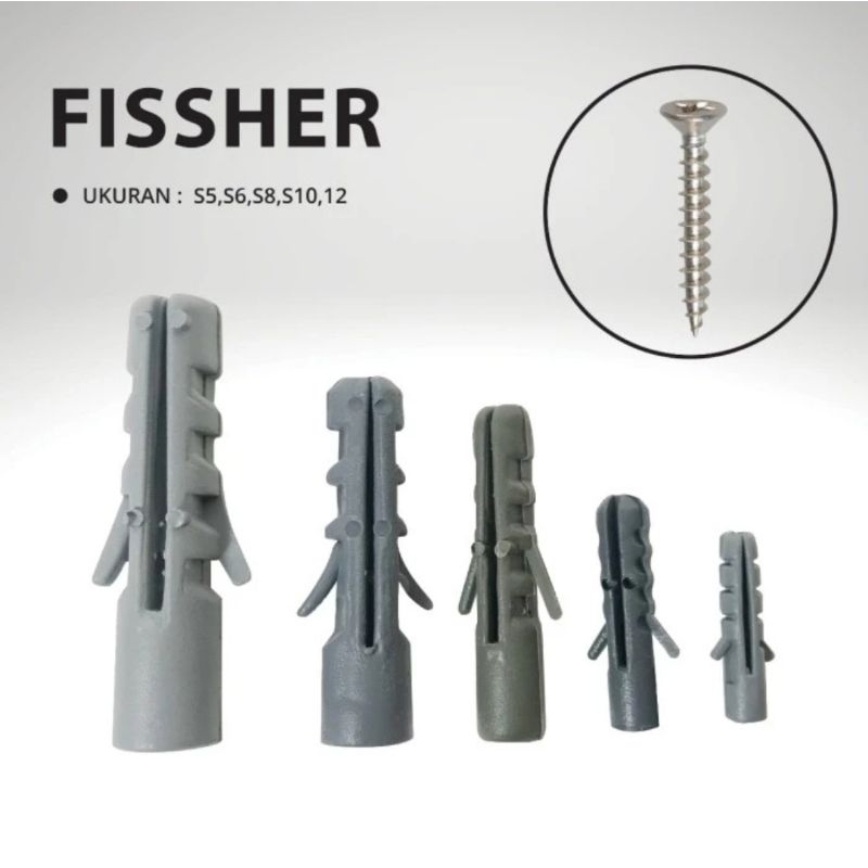 Jual Fiser Fisher Baut Sekrup Tembok Kayu Dinding S6 S8 S10 | Shopee Indonesia