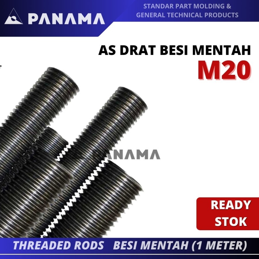Jual As Drat Besi Mentah M20 x 1 Meter Asdrat Long Drat Besi Mentah ...