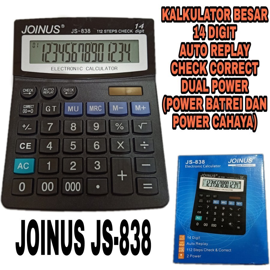 Jual Kalkulator 14 Digit Check Correct JOINUS JS 838 | Shopee Indonesia