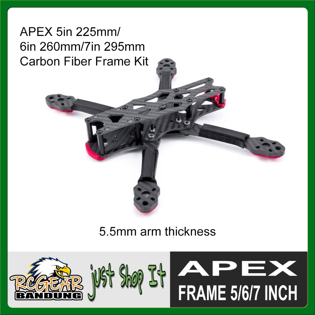 Jual New APEX Carbon Fiber FPV Freestyle Drone Quadcopter Frame size 5 ...