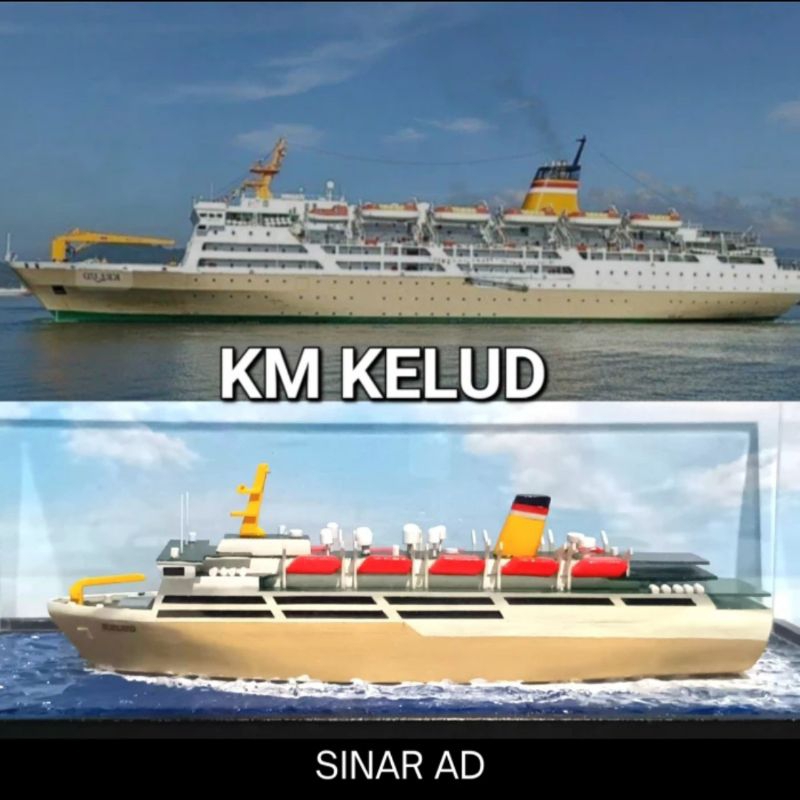 Jual Diecast Miniatur Kapal Laut Pelni KM Kelud + Diorama laut ...