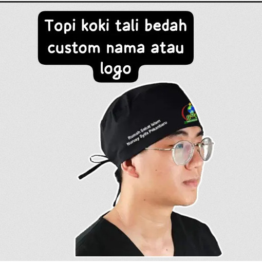 Jual Custom Bordir Nama Logo Gambar Topi Bedah Bahan DRILL Topi Perawat ...