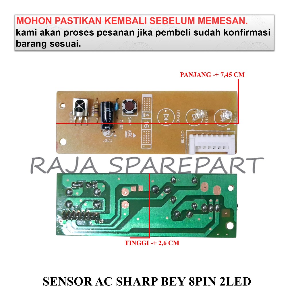 Jual SAS82 DISPLAY SENSOR/MODUL DISPLAY/SENSOR AC SHARP BEY 8 PIN 2 LED ...