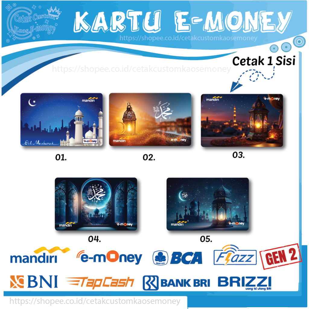 Jual KARTU EMONEY ETOLL GAMBAR KUMPULAN MUSLIM 1 EMONEY MANDIRI BCA BNI ...