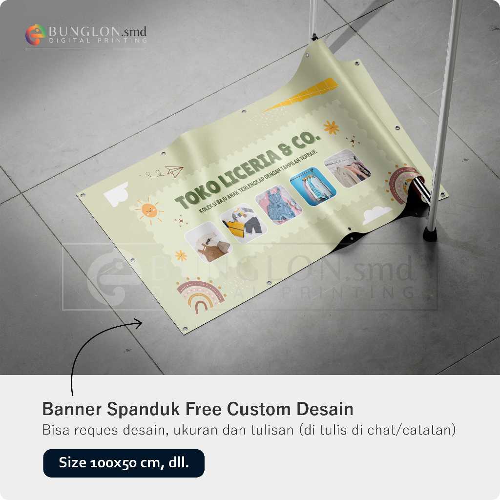 Jual PRINT CETAK SPANDUK BANNER TOKO BAJU CUSTOM DESAIN | Shopee Indonesia
