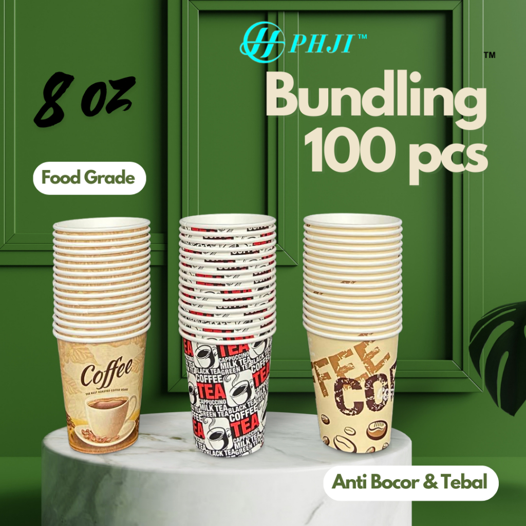 Jual 2 PACK [ ISI 100 PCS ] PAPERCUP MINUMAN 8 OZ ( 240 ML) MOTIF COFFE ...
