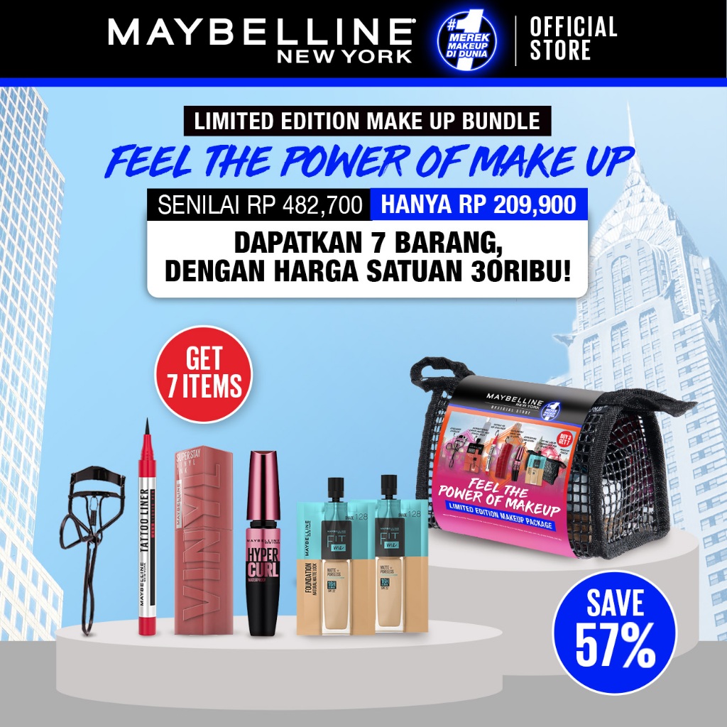 Jual MAYBELLINE OFFICIAL PAKET MAKEUP LIMITED Feel The Power of Makeup - Paket Lengkap Hemat ...