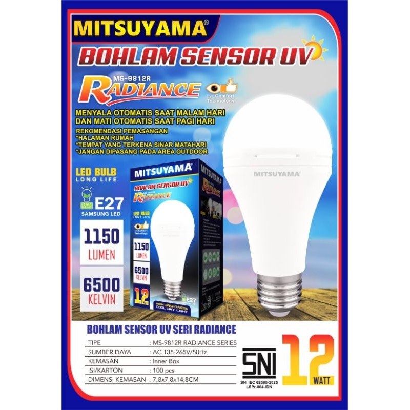 Jual BOHLAM LAMPU LED SENSOR CAHAYA UV 12 WATT RADIANCE MITSUYAMA LAMPU SENSOR 12 WATT SERIES MS ...