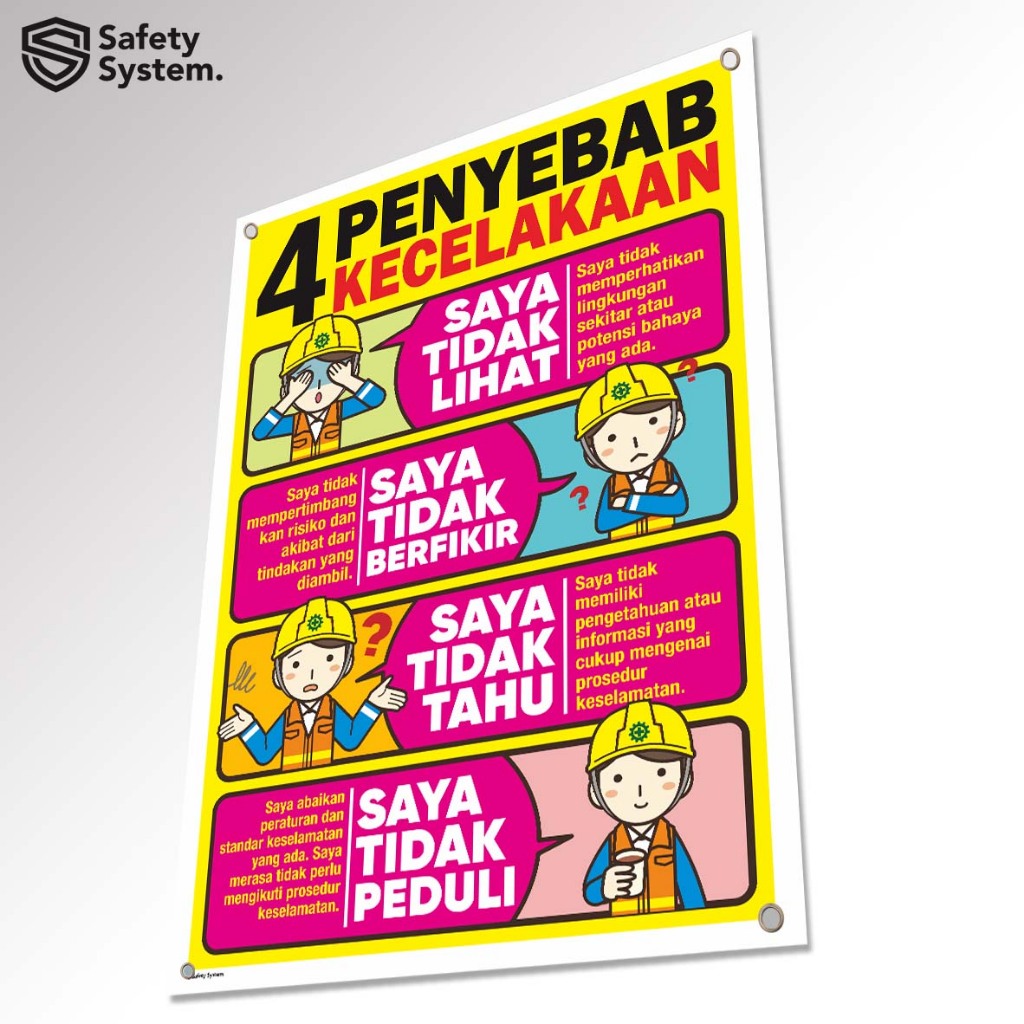 Jual Spanduk Banner K3 Safety 4 Penyebab Kecelakaan Kerja Saya Tidak ...