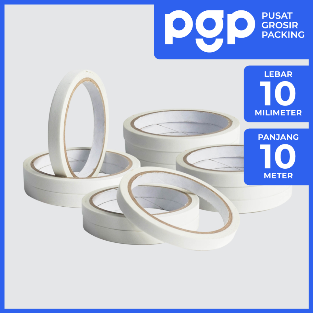 Jual Double Tape Kertas 10mm x 10 Meter | 1 Slop Isi 15 Pcs/Roll ...