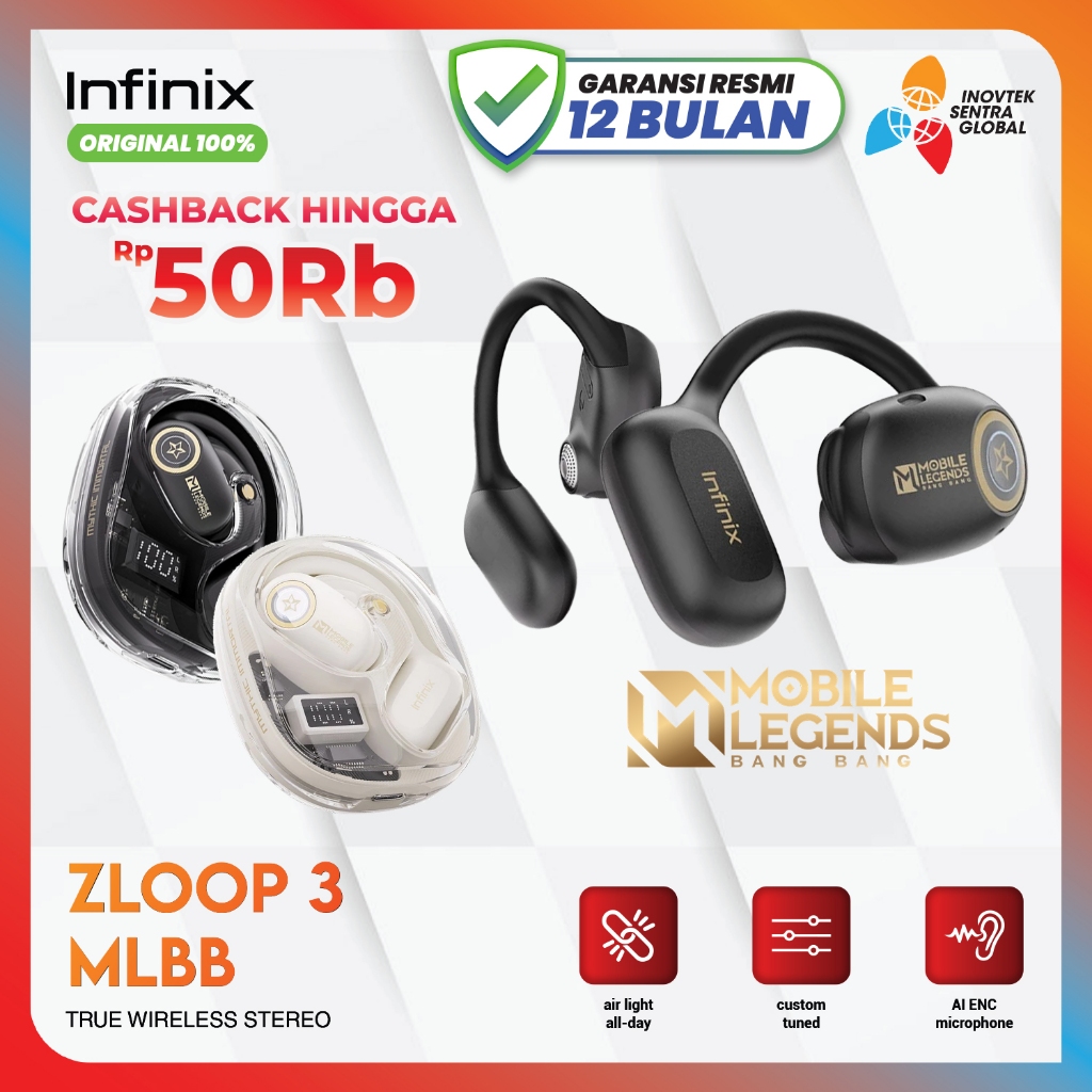 Jual Infinix Zloop 3 TWS AI Noise-Canceling Mic Earphone Earbuds ...