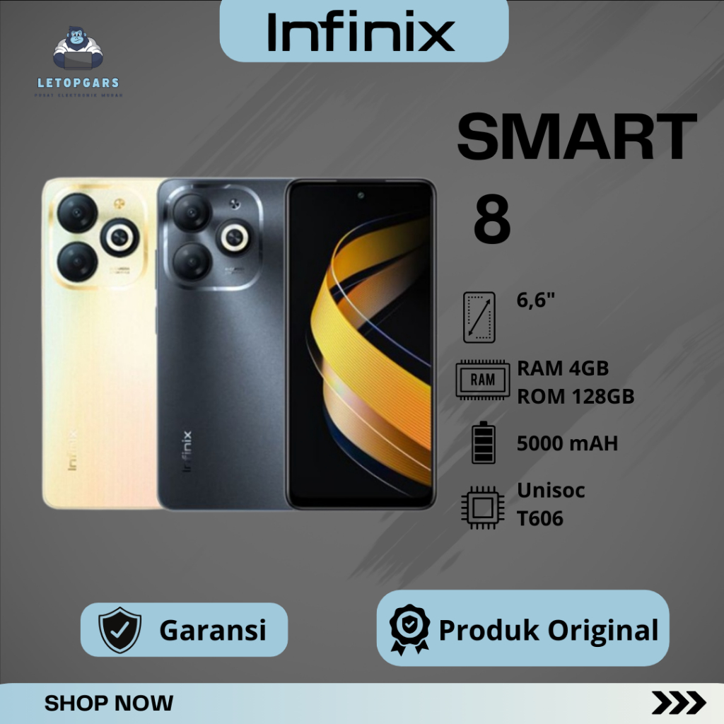 Jual Infinix Smart 8 4/64GB - Up to 8GB RAM - 6.6" Magic Ring - 5000 mAh | Shopee Indonesia