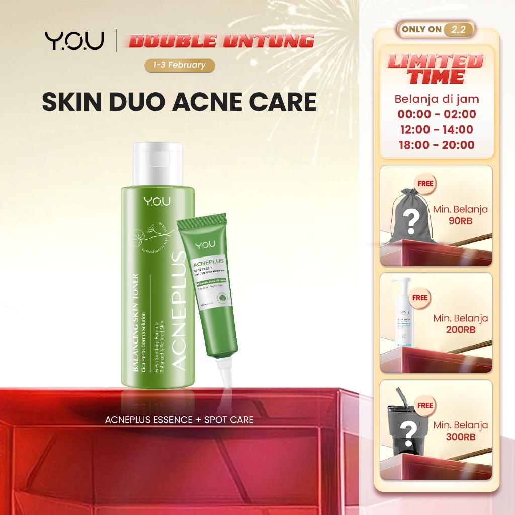 Jual YOU Skin Duo Acne Care Bundle AcnePlus Balancing Skin Toner ...