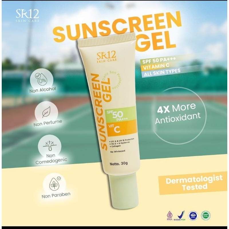 Jual Sunscreen Gel SR12 SPF 50 PA+++ Vit C Collagen no whitecast ...
