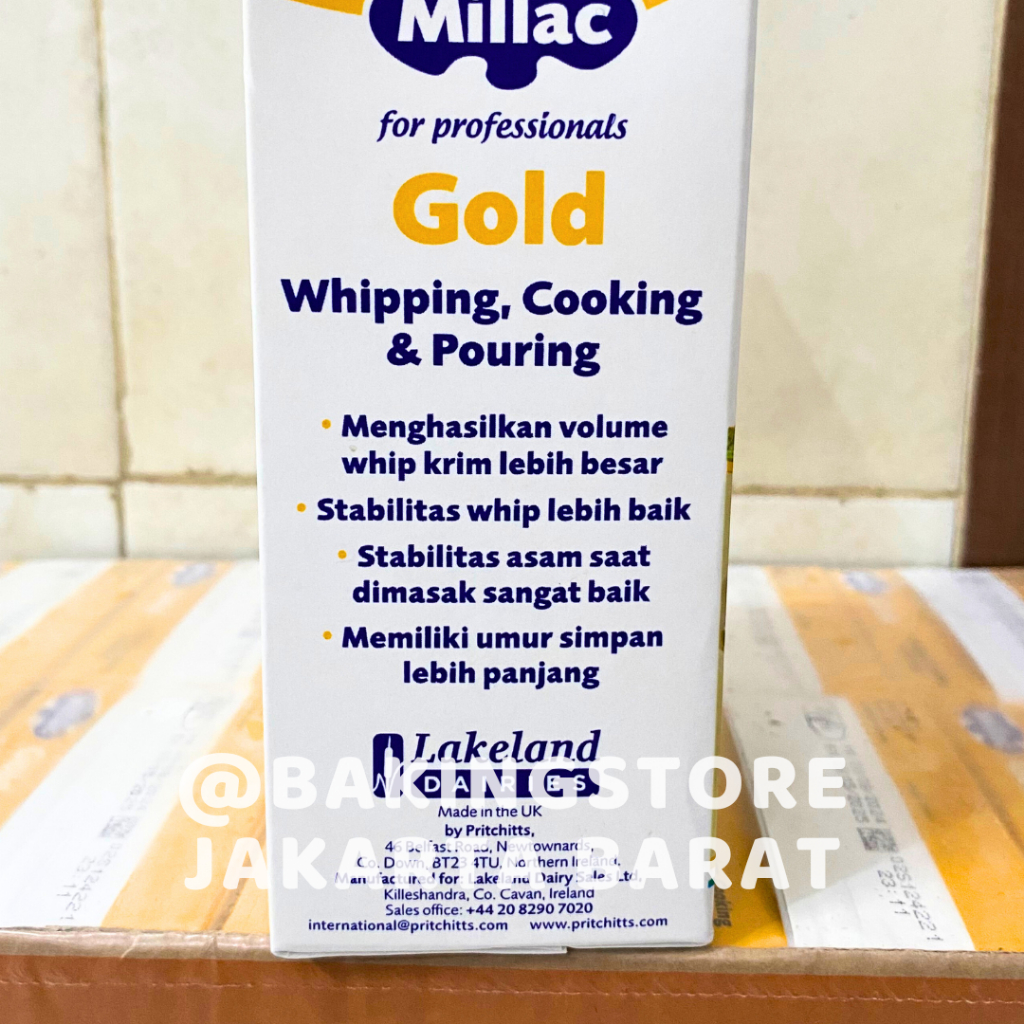 Jual GFD [KARTON] Millac Gold Whipping Cream (1 Liter) Milac 1L ...