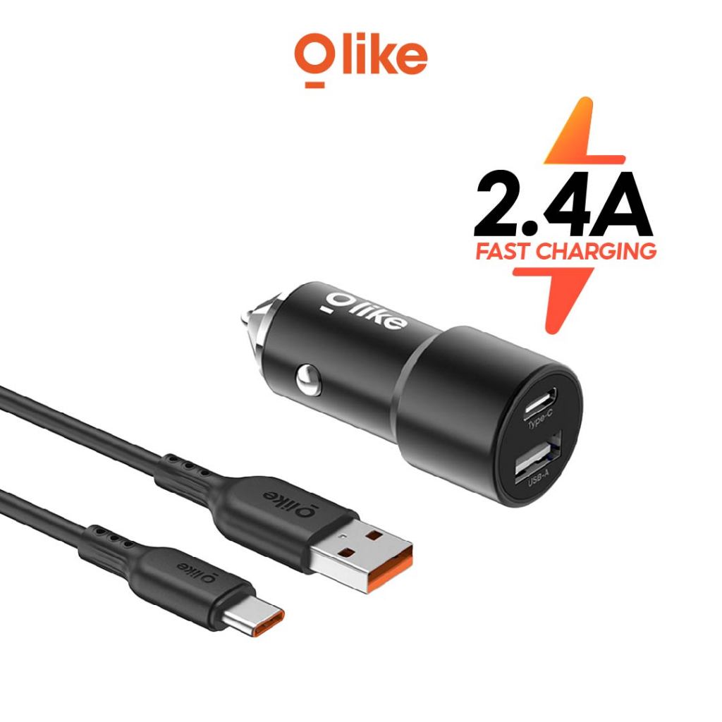 Jual OLIKE Car Charger R6S R6C Set + Cable | Charger Mobil Dual USB ...