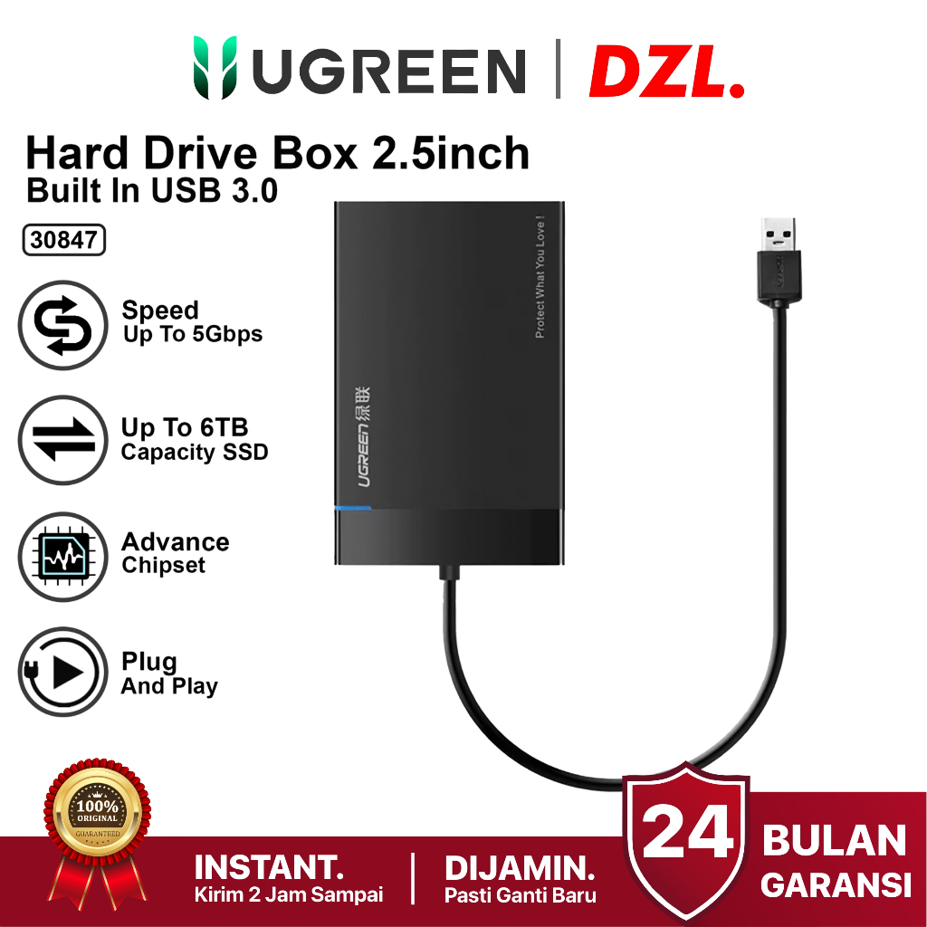 Jual DZL - UGREEN Case Enclosure Hard Disk External 2.5inch SATA USB 3.0 Original Garansi Resmi ...