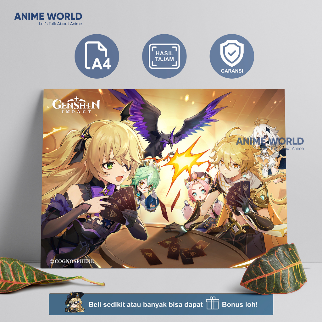 Jual Poster Genshin Impact Fischl Aether Paimon TCG Terbaru Full Color ...