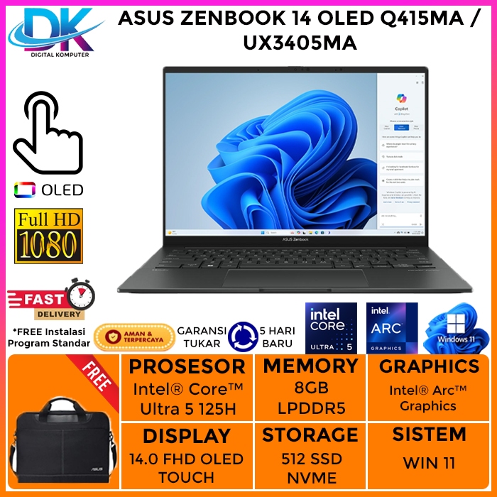 Jual ASUS ZENBOOK 14 OLED Q415MA / UX3405MA TOUCH ULTRA 5 125H RAM 8GB ...