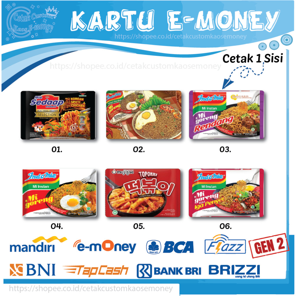 Jual KARTU E MONEY E TOLL GAMBAR KUMPULAN MIE INSTAN EMONEY MANDIRI BCA ...