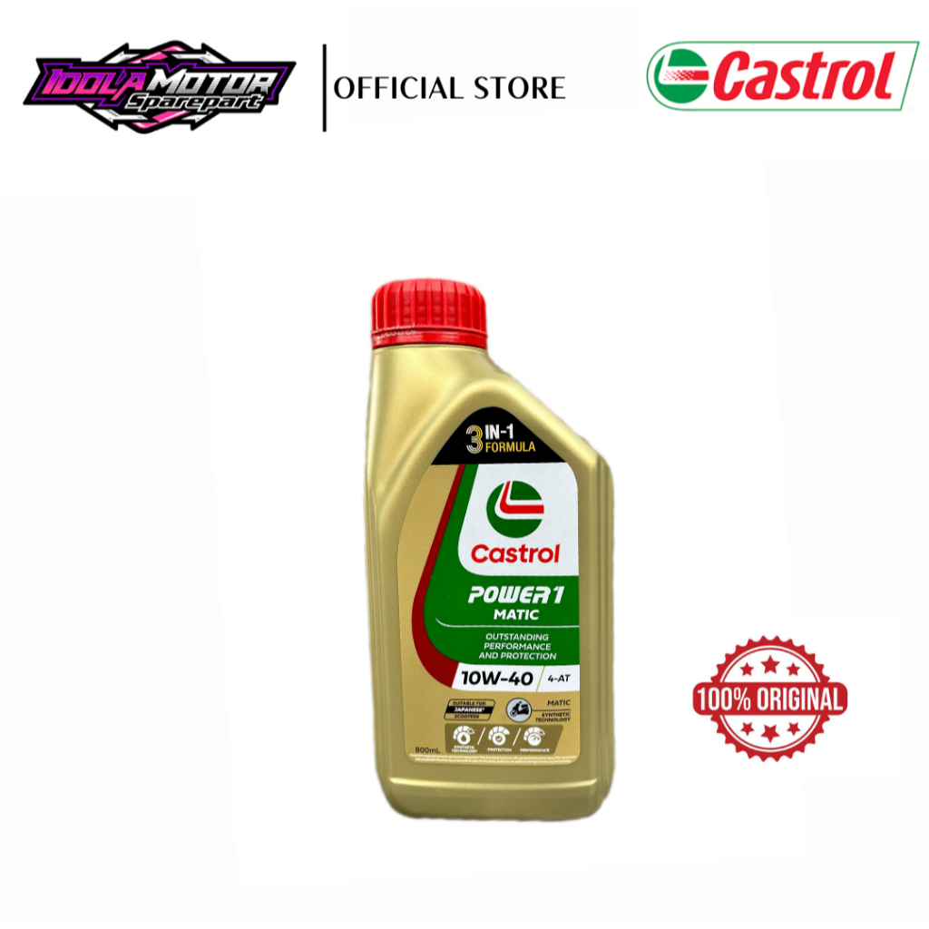 Jual oli CASTROL POWER1 MATIC 10W-40 800ML ORIGINAL oli castrol ...
