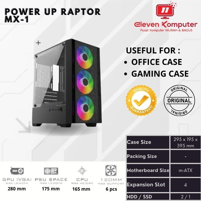 Jual Casing PC Gaming /PC Case Raptor MX-1 - Free 3 Fan RGB + USB 3.0 ...