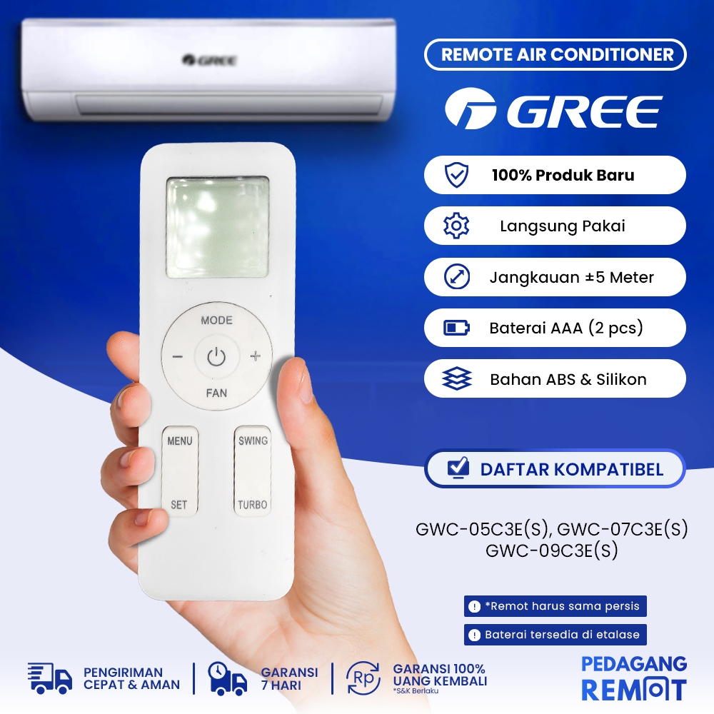 Jual Remote AC Gree YAY1F1 / Remot AC Gree Deluxe Low Watt GWC-05C3E(S ...