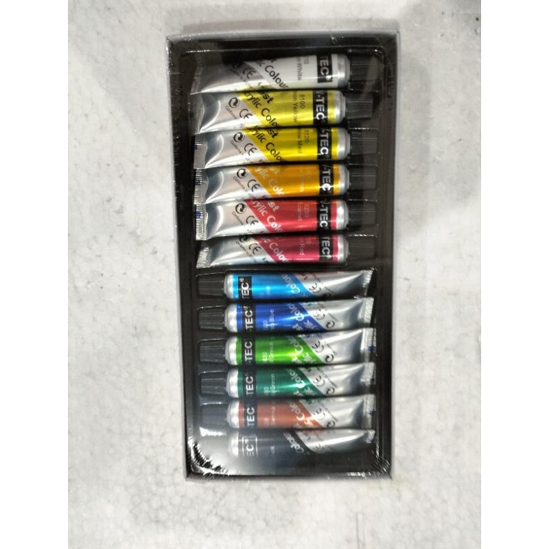 Jual CAT ACRYLIC 12 WARNA MERK VTEC CAT ACRYLIC SET CAT GAMBAR CAT ...