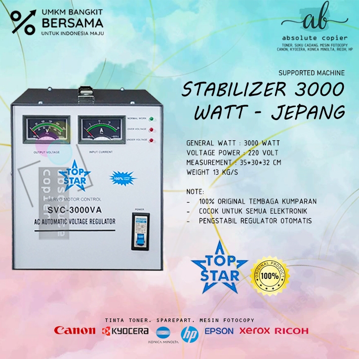 Jual Stabilizer 3000 Watt Merek Top Star AC Automatic Mesin Stabiliser ...