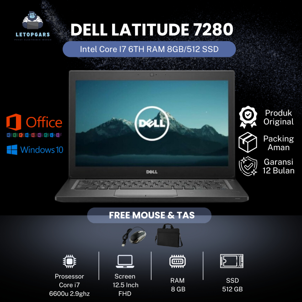 Jual LAPTOP DELL LATITUDE 7280 CORE i7 RAM 8GB/SSD 512GB | Shopee Indonesia