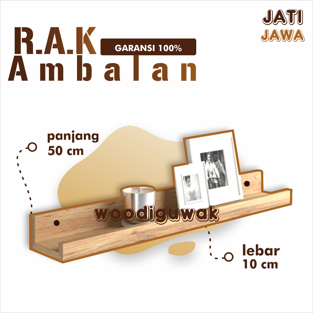 Jual Rak Display Dinding Dekorasi Ukuran 50x10 cm Harga Satuan Bahan ...