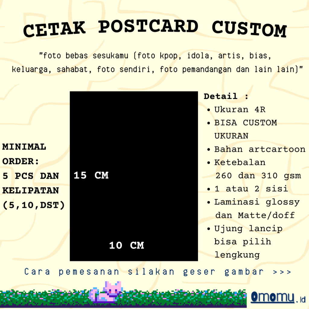 Jual POSTCARD CETAK POSTCARD CUSTOM FREEBIES UKURAN 4R (BISA CUSTOM ...