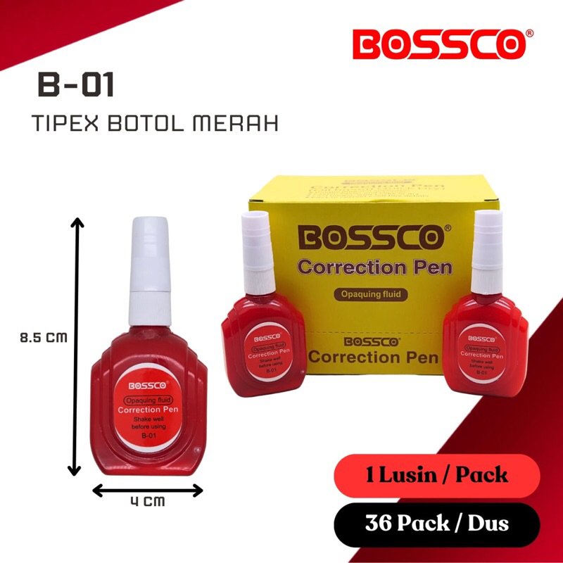 Jual GROSIR 1box(12pcs) BOSSCO ESCO Tipe x cair merah // tipe ex merah ...