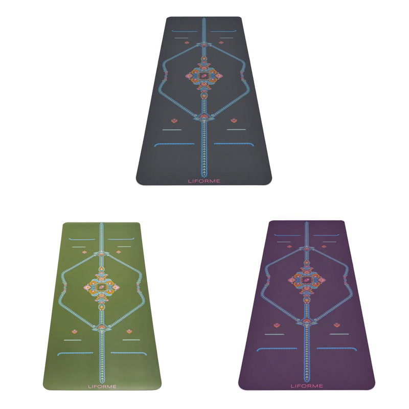 Jual Liforme Mindful Garden Yoga Mat in Grey / Olive / Purple | Shopee ...