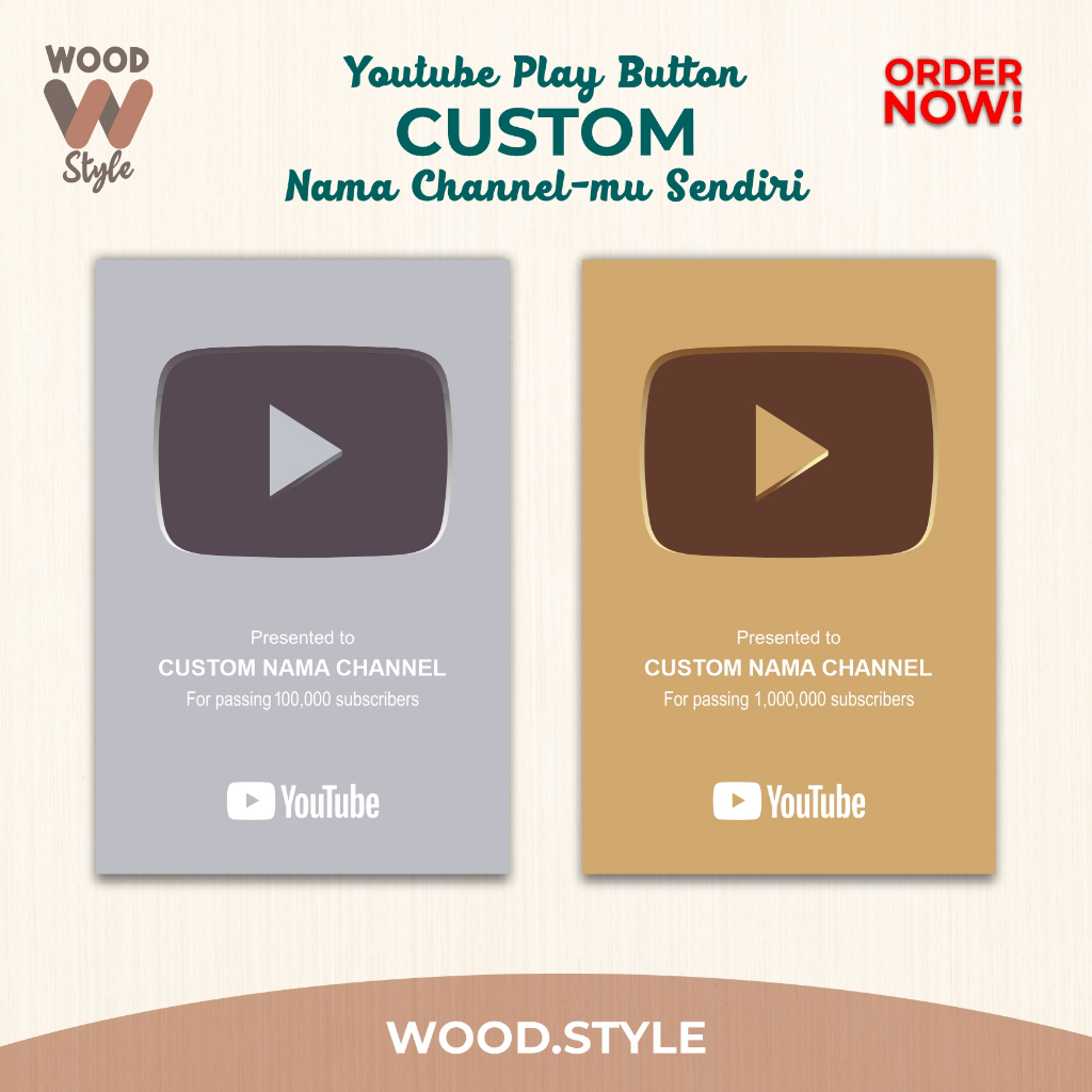 Jual Hiasan Dinding Kayu Youtube Play Button - Wood.style | Shopee ...