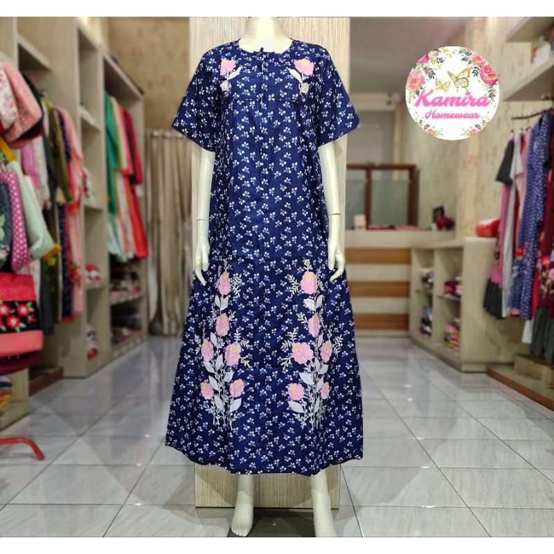 Jual Daster Bordir Malang Katun Jepang - Busui Friendly(navy panjang ...