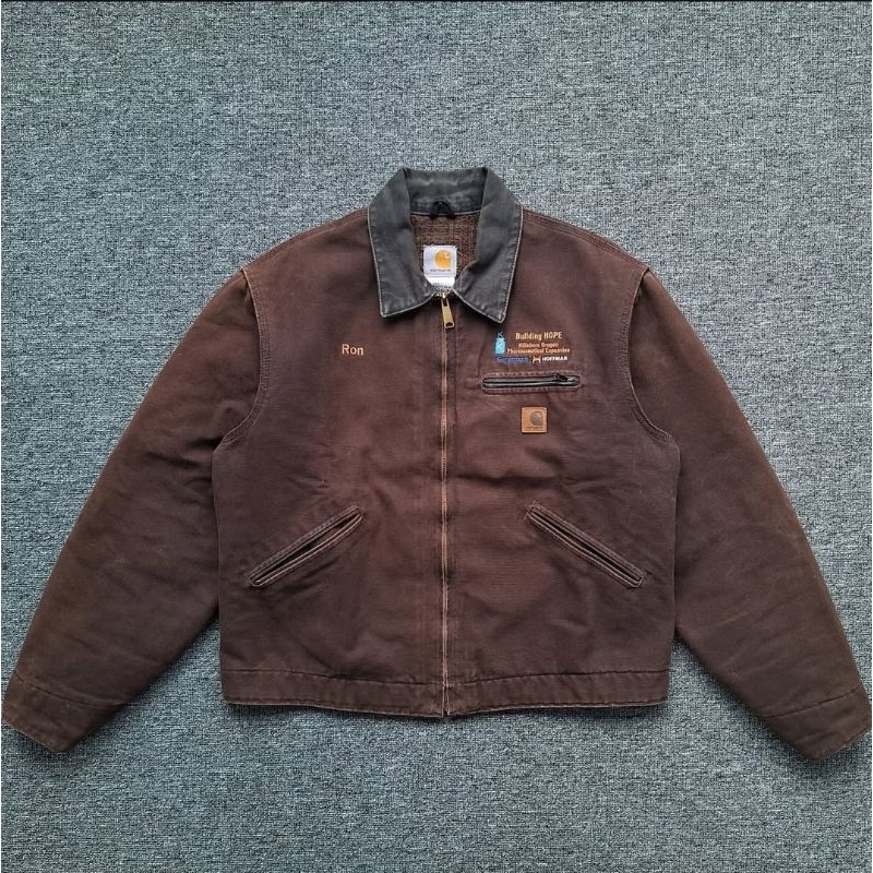 Jual Vintage carhartt detroit jacket J97 DKB ( dark brown ) size on tag Large Regular ...