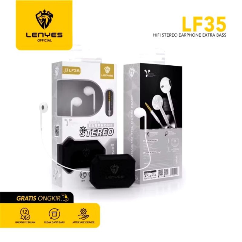 Jual EARPHONE / HEADSET EXTRA BASS ORIGINAL MERK LENYES LF35 3.5MM ...