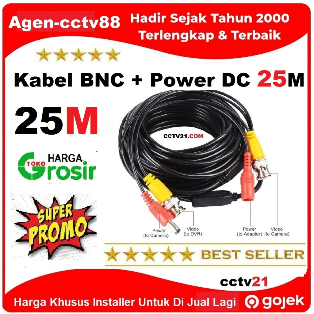 Jual Kabel Jadi BNC + DC Power 25 Meter Kabel / Camera/ CCTV / Siap ...