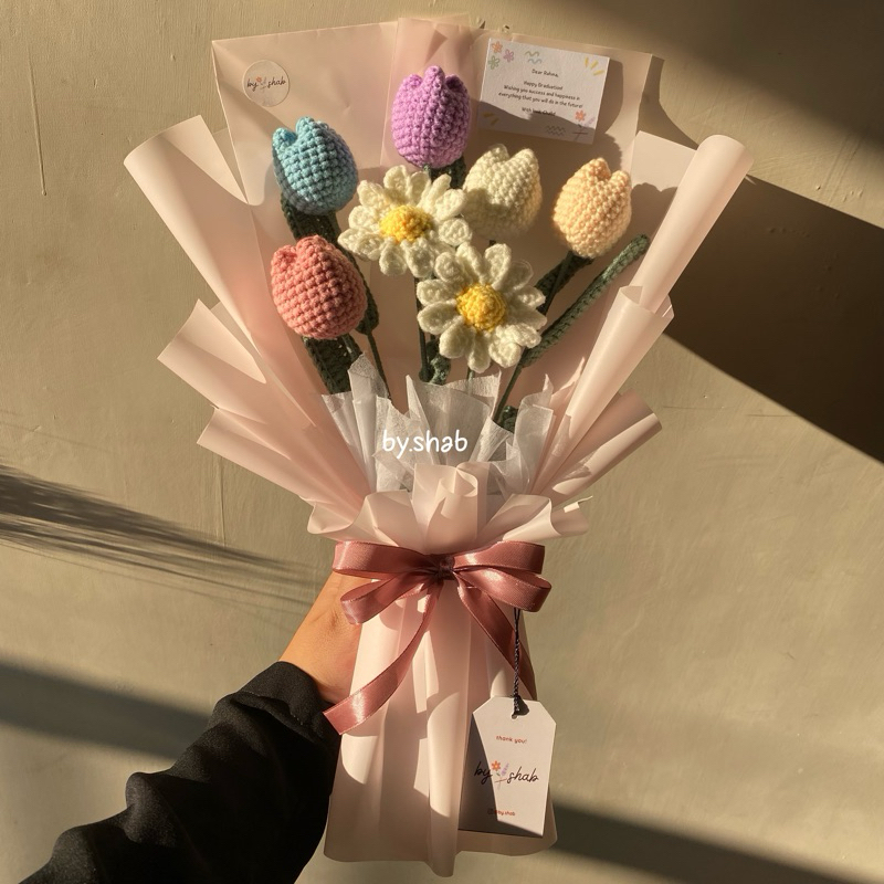 Jual BUKET BUNGA RAJUT Crochet Flower Bouquet -Large | Shopee Indonesia