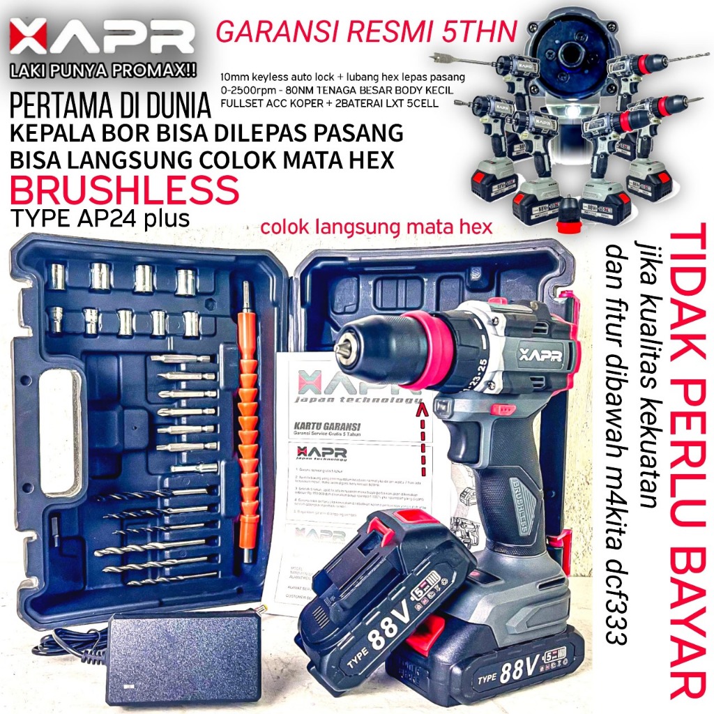 Jual APR AP24+ BOR BATERAI BRUSHLESS 88V LXT GARANSI RESMI 5THN Bor ...